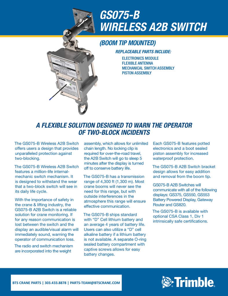 Trimble LSI GS075B Wireless Anti Two Block Switch – BTS Crane Parts Store
