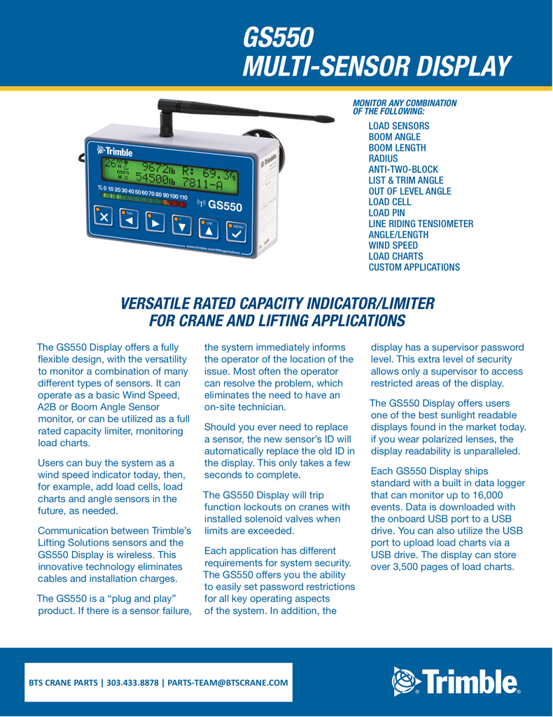 Trimble LSI GS 550 Display | Trimble LSI Dealer – BTS Crane Parts Store