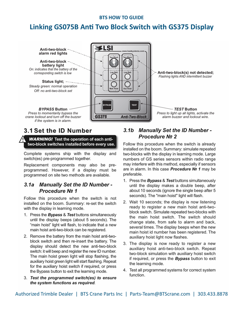 Trimble LSI GS075B Wireless Anti Two Block Switch – BTS Crane Parts Store